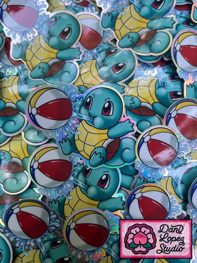 Beach Ball Squirtle Pokemon Fan Art Holographic Edge Die Cut Sticker - Etsy