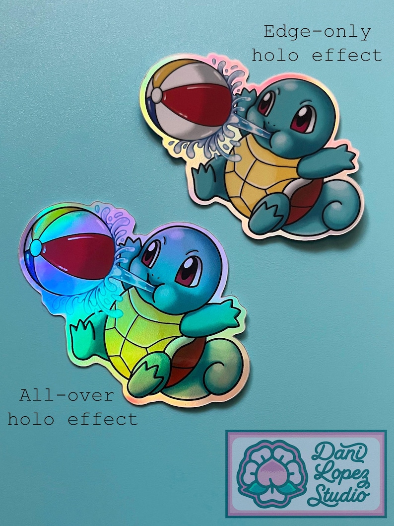 Beach Ball Squirtle Pokemon Fan Art Holographic Edge Die Cut Sticker - Etsy