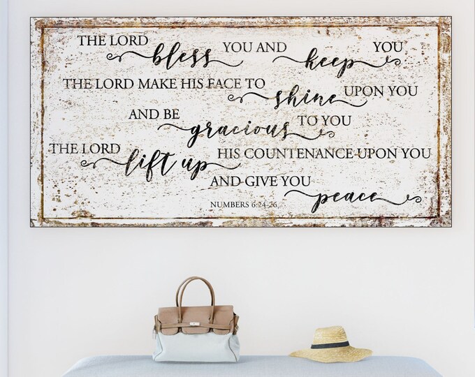 Modern Farmhouse Wall Decor Lord Bless You Prayer Art Living Room Sign ...