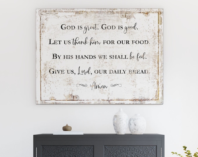 God is Great God is Good Prayer Canvas Art Print, Modern Farmhouse ...