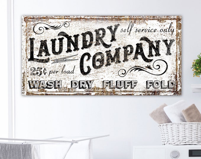 Modern Farmhouse Wall Decor Laundry Sign, Rustic Chic Wash & Dry Self ...