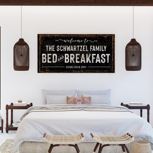 Bed and Breakfast Sign Rustic Farmhouse Wall Decor Name - Etsy