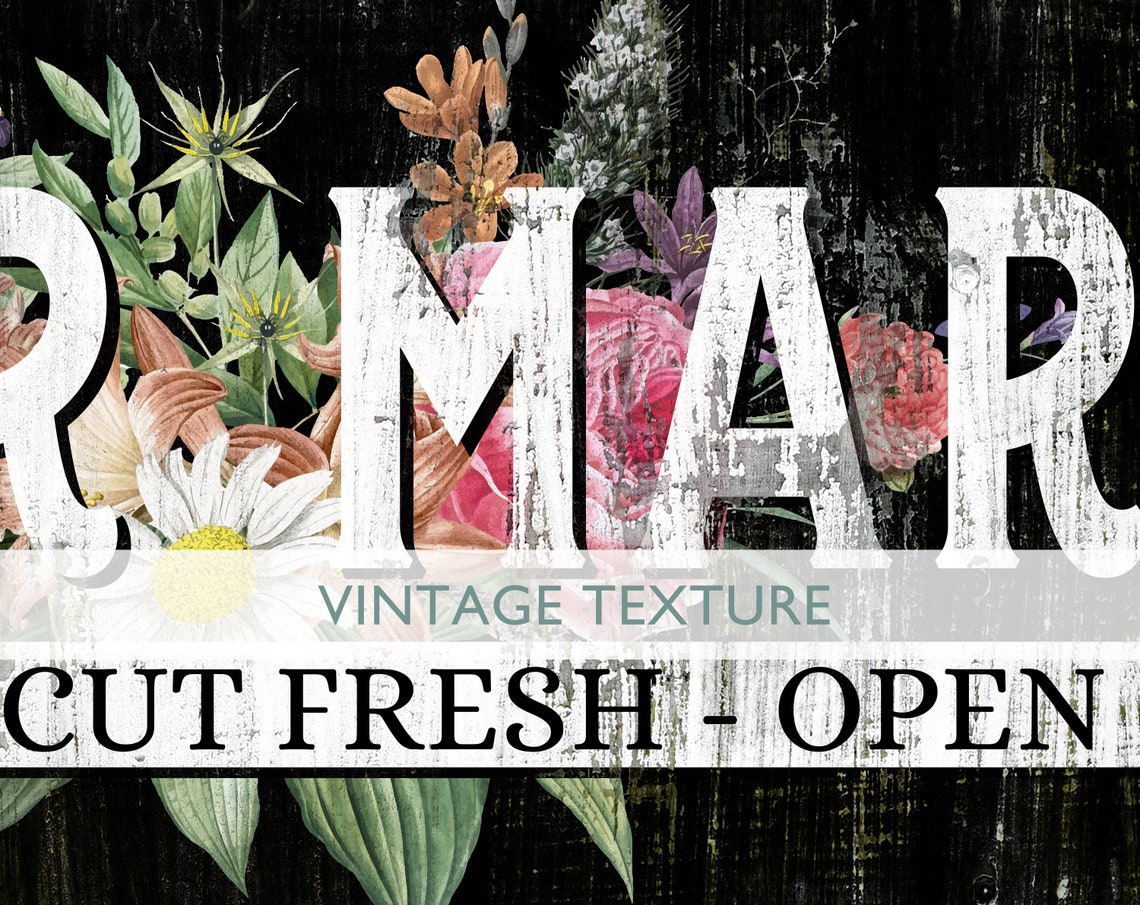 Vintage Farmhouse Wall Decor Rustic Chic Flower Market Sign | Etsy