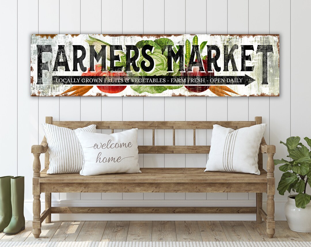 Vintage Farmhouse Wall Decor Rustic Chic Farmers Market Sign - Etsy