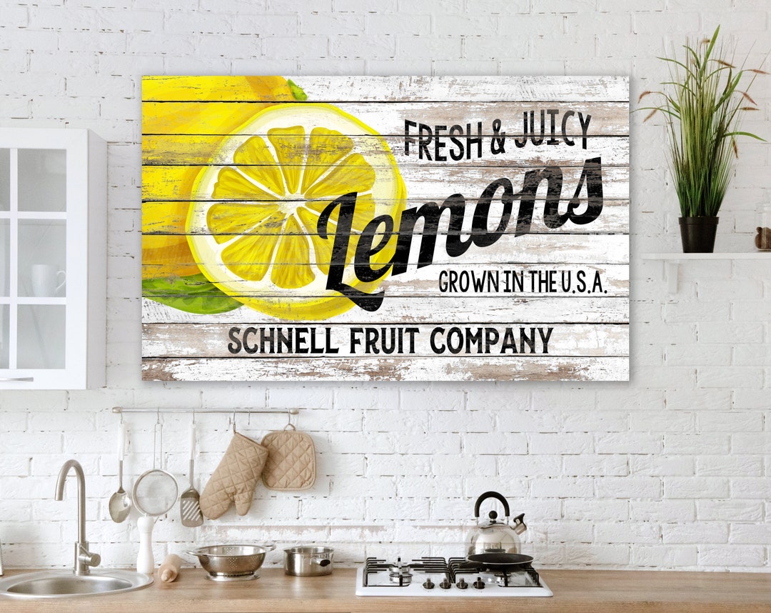 Rustic Kitchen Wall Decor Personalized Family Vintage Lemon - Etsy