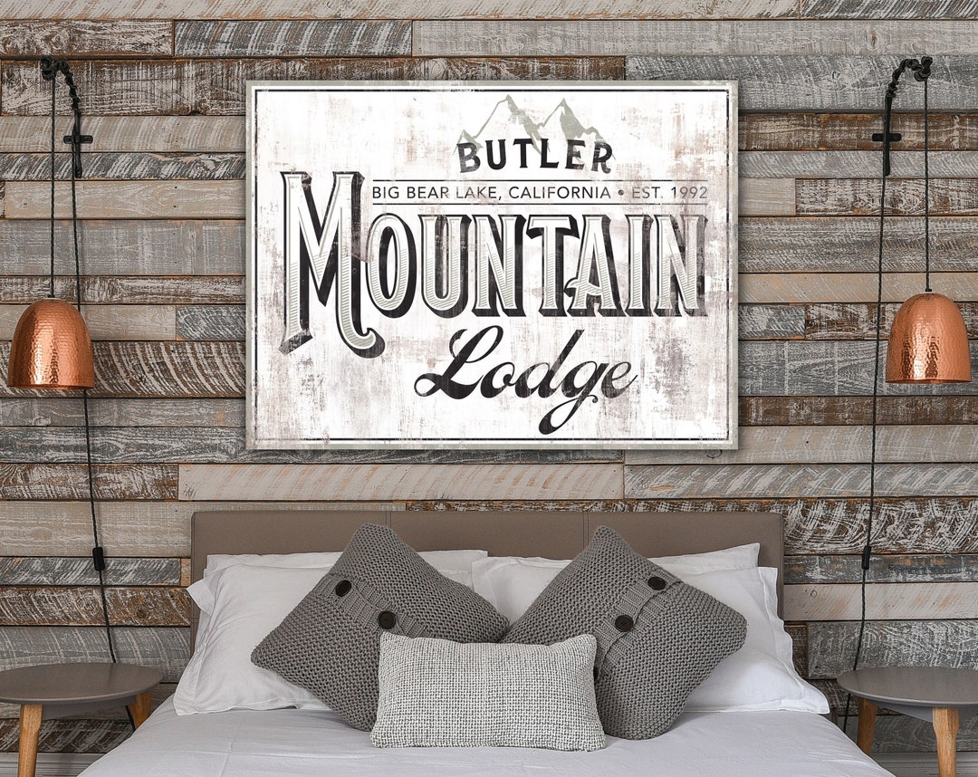 Ski Lodge Decor, Family Sign, Log Cabin Wall Decor, Rustic Mountain ...