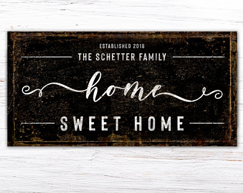 Home Sweet Home Family Name Sign Modern Vintage Decor Large | Etsy