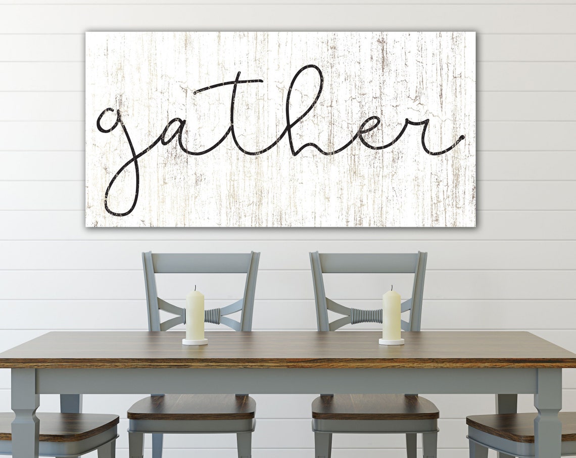 Rustic Gather Sign Modern Farmhouse Wall Decor Shabby French | Etsy