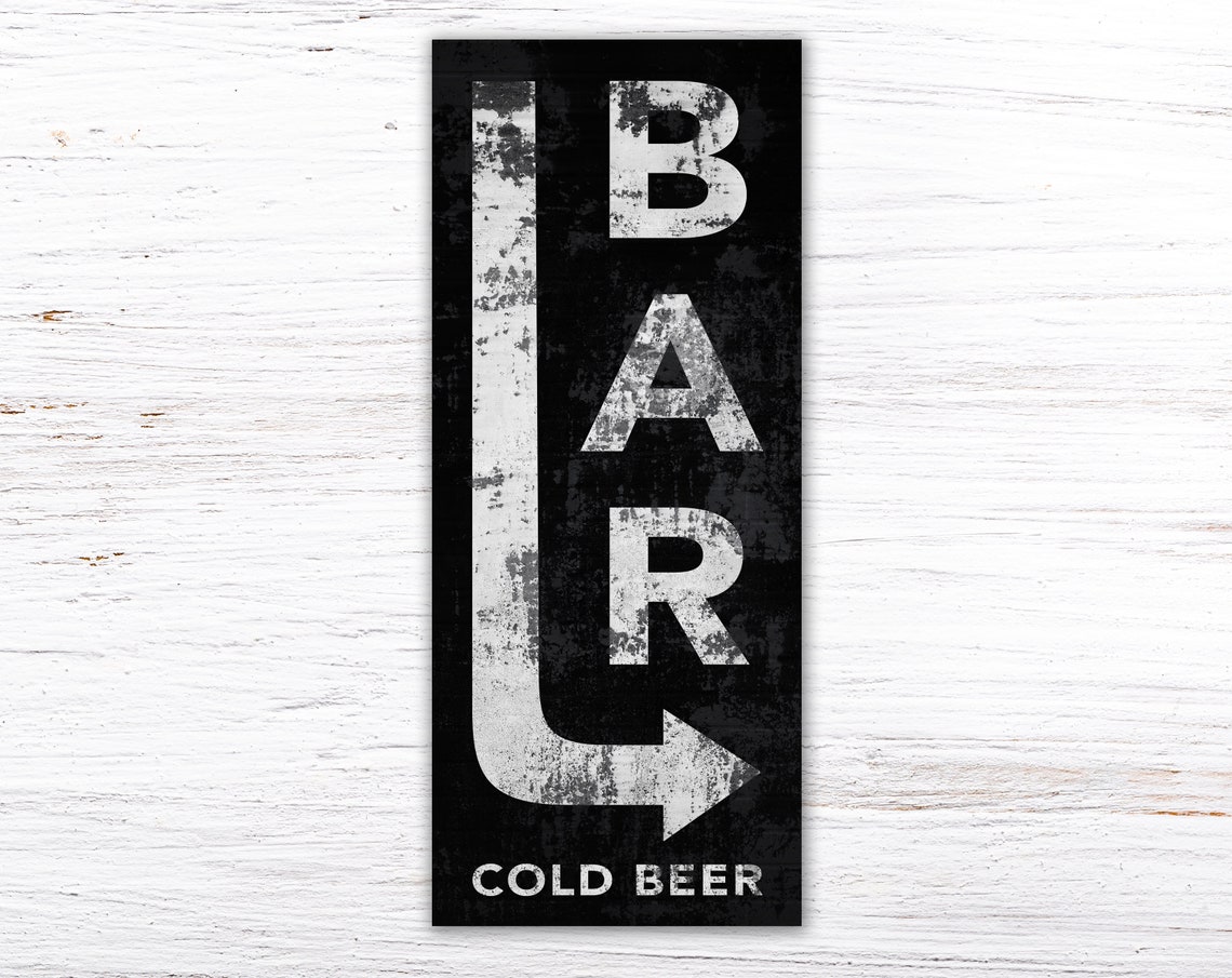 Home Theater Decor Cold Beer Bar Sign Vintage Industrial Wall | Etsy