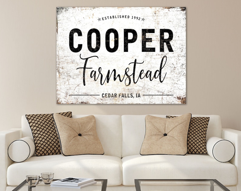 Last Name Established Sign Modern Farmhouse Wall Decor Home | Etsy