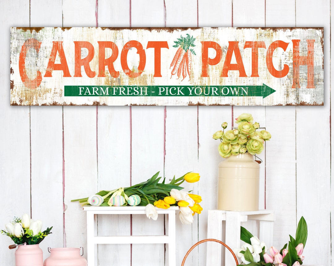 Spring Farmhouse Wall Decor Carrot Patch Easter Sign Rustic - Etsy