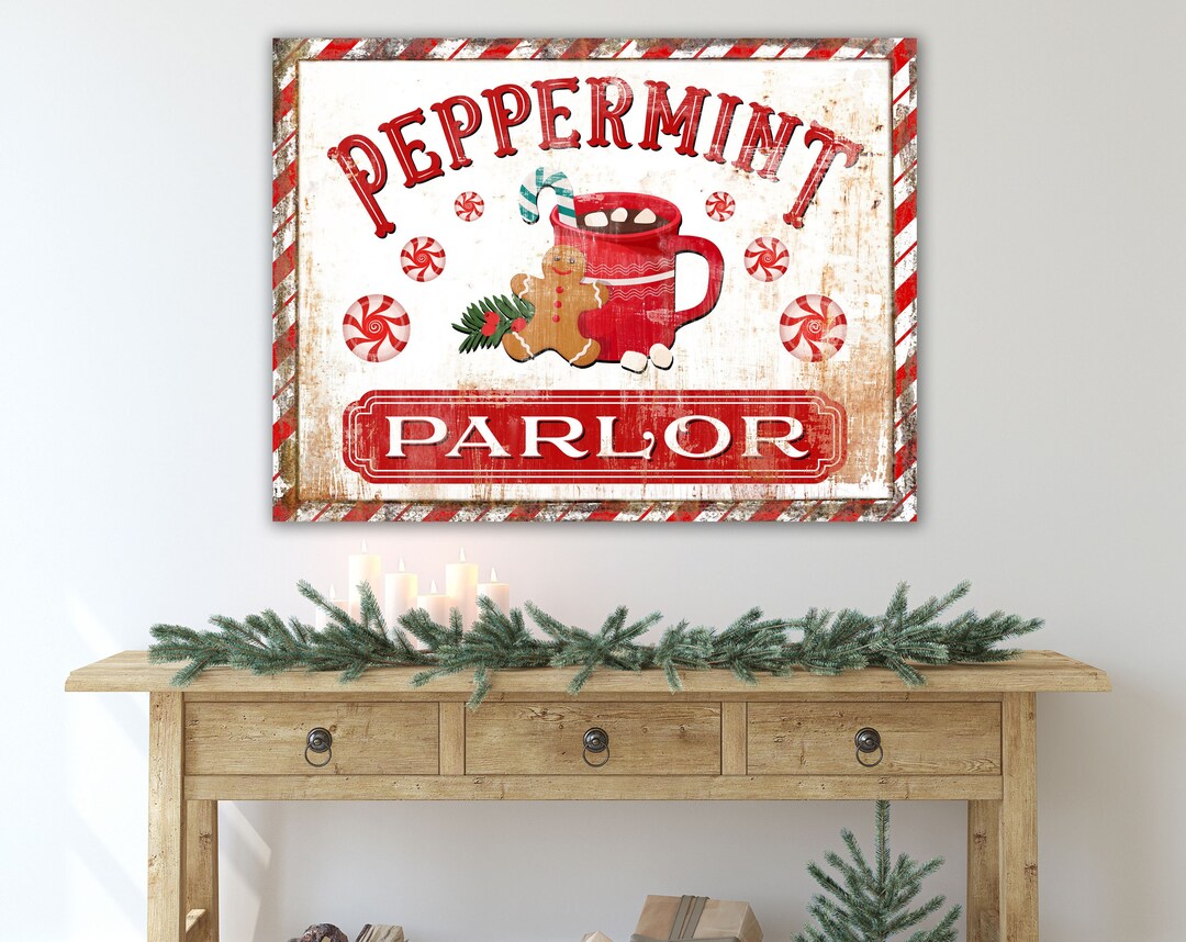 Rustic Peppermint Parlor Hot Cocoa & Gingerbread Christmas Wall Art ...