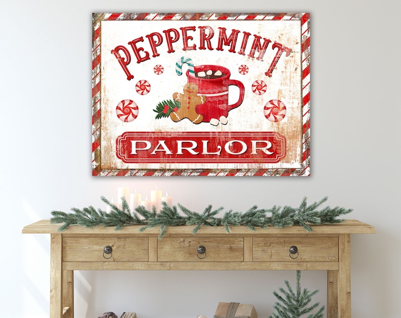Rustic Peppermint Parlor Hot Cocoa & Gingerbread Christmas - Etsy