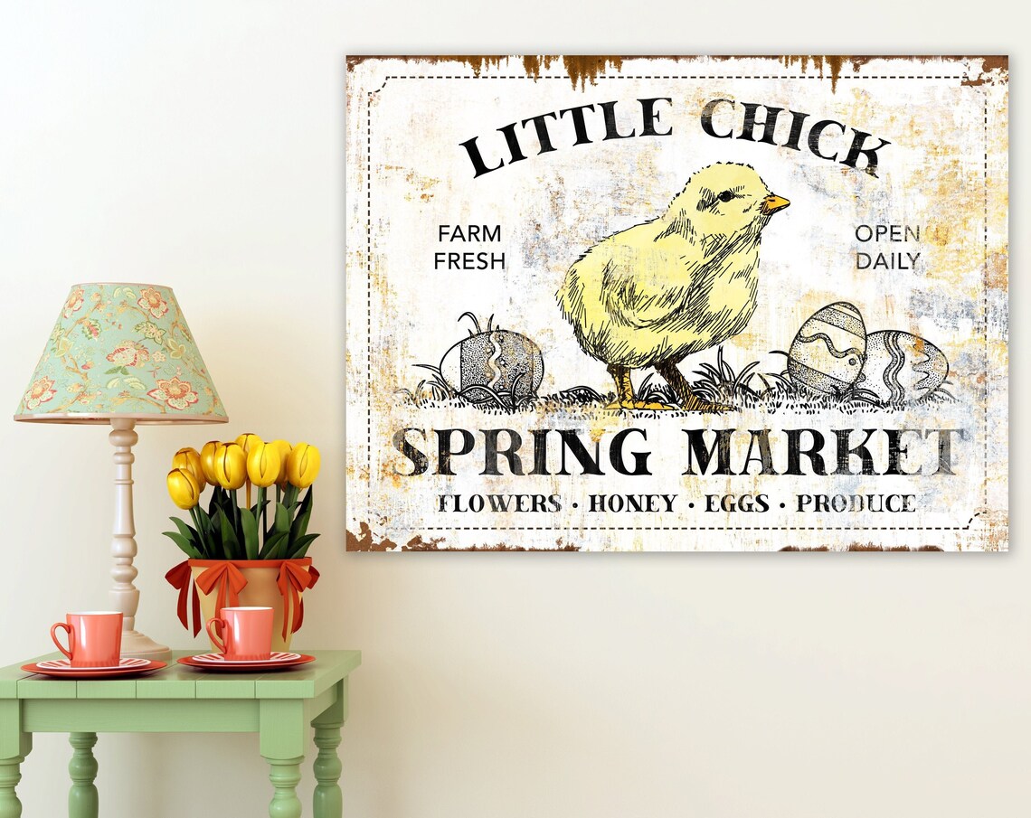 Rustic Little Chick Easter Spring Farmers Market Sign Modern | Etsy