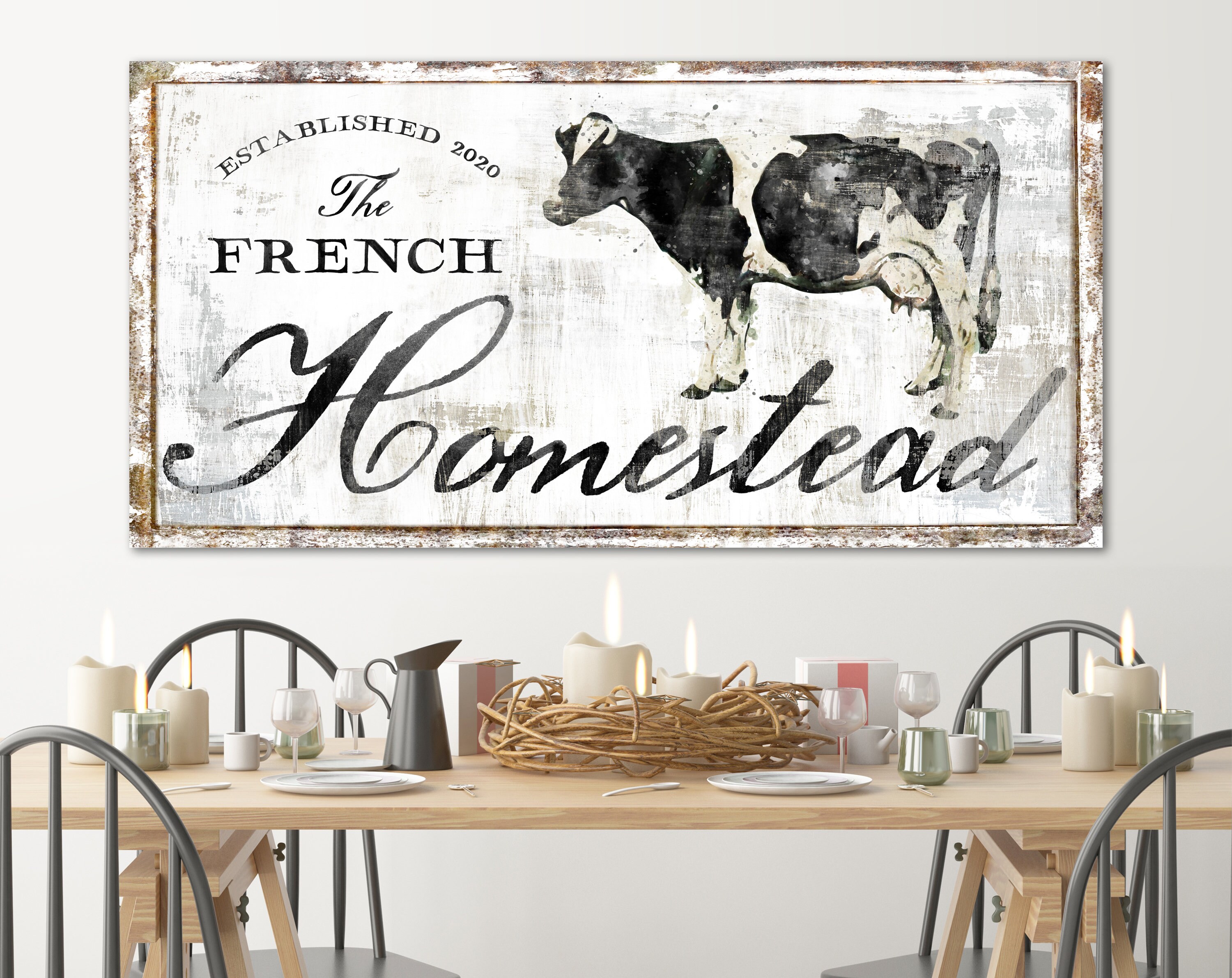 Family Homestead Modern Farmhouse Wall Decor Custom Name Sign | Etsy