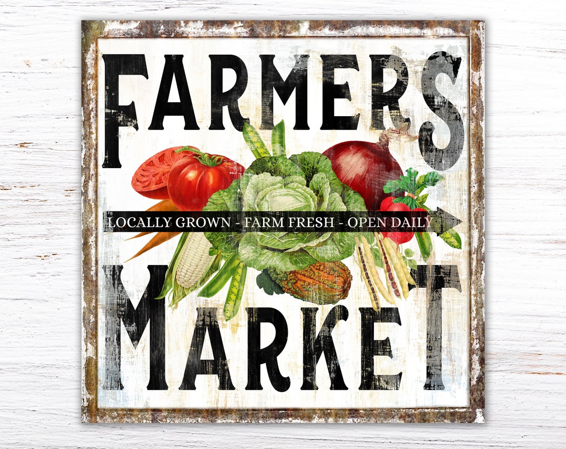 Vintage Farmhouse Wall Decor Rustic Chic Farmers Market Sign - Etsy