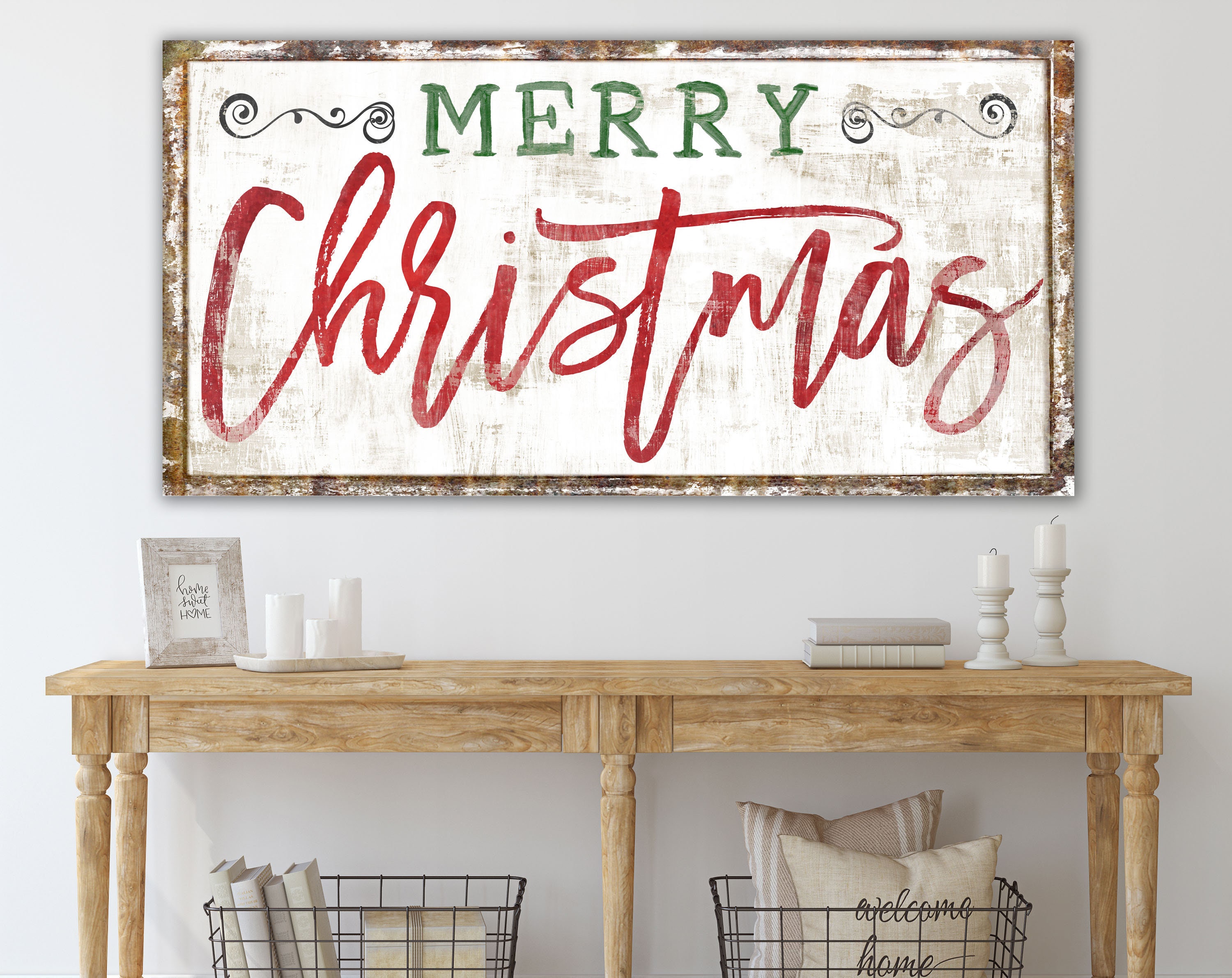 Vintage Merry Christmas Sign Farmhouse Wall Decor Primitive | Etsy