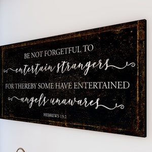 Hebrews 13:2 Canvas Art Print, Modern Farmhouse Scripture Wall Decor ...