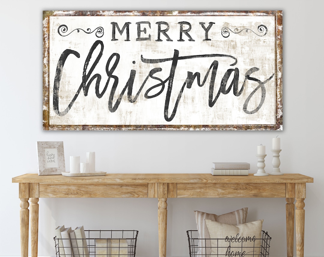 Modern Farmhouse Wall Decor Large Merry Christmas Sign Rustic - Etsy