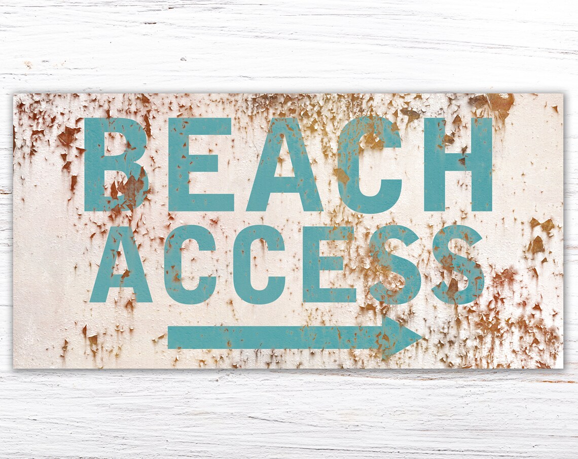 Seaside Cottage Decor Beach Access Sign Vintage Coastal - Etsy