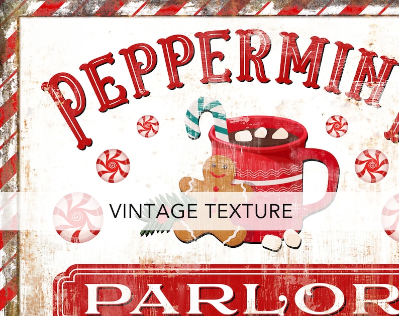 Rustic Peppermint Parlor Hot Cocoa & Gingerbread Christmas - Etsy