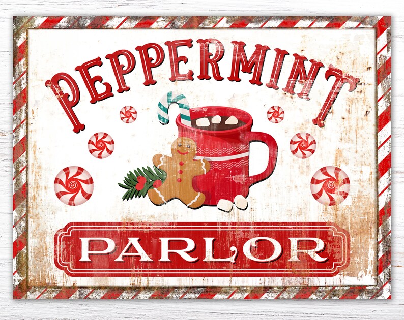 Rustic Peppermint Parlor Hot Cocoa & Gingerbread Christmas - Etsy