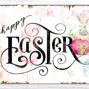 Modern Farmhouse Wall Decor Bunny Happy Easter Sign Rustic - Etsy