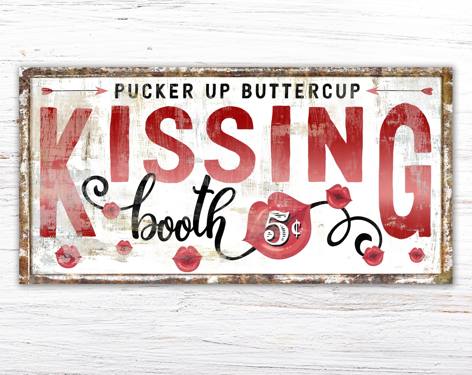 Pucker up Buttercup Kissing Booth Sign Vintage Style | Etsy