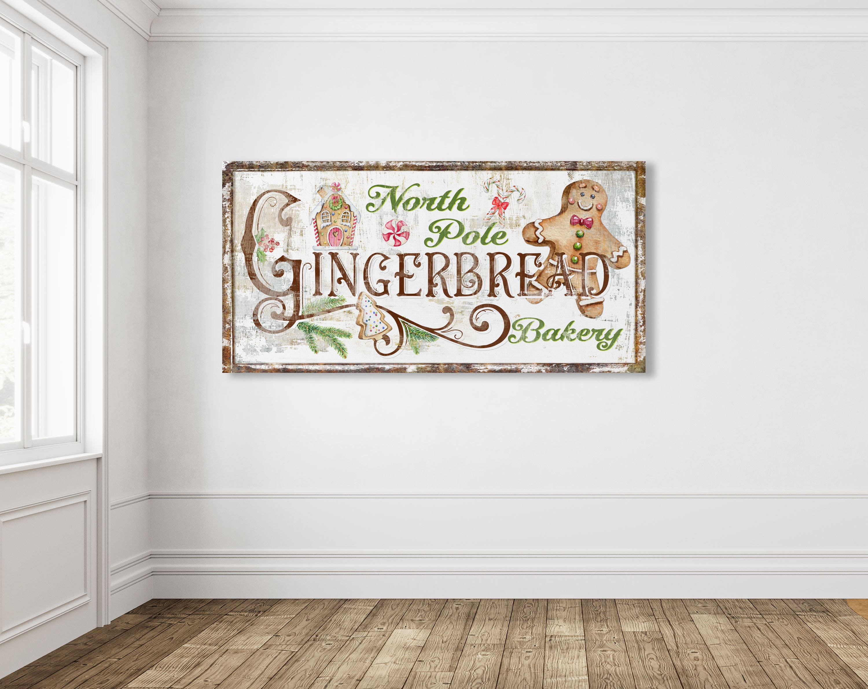 North Pole Gingerbread Bakery Sign Vintage Christmas Decor Etsy