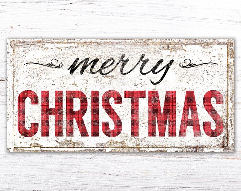 Large Rustic Merry Christmas Wall Decor Vintage Winter - Etsy