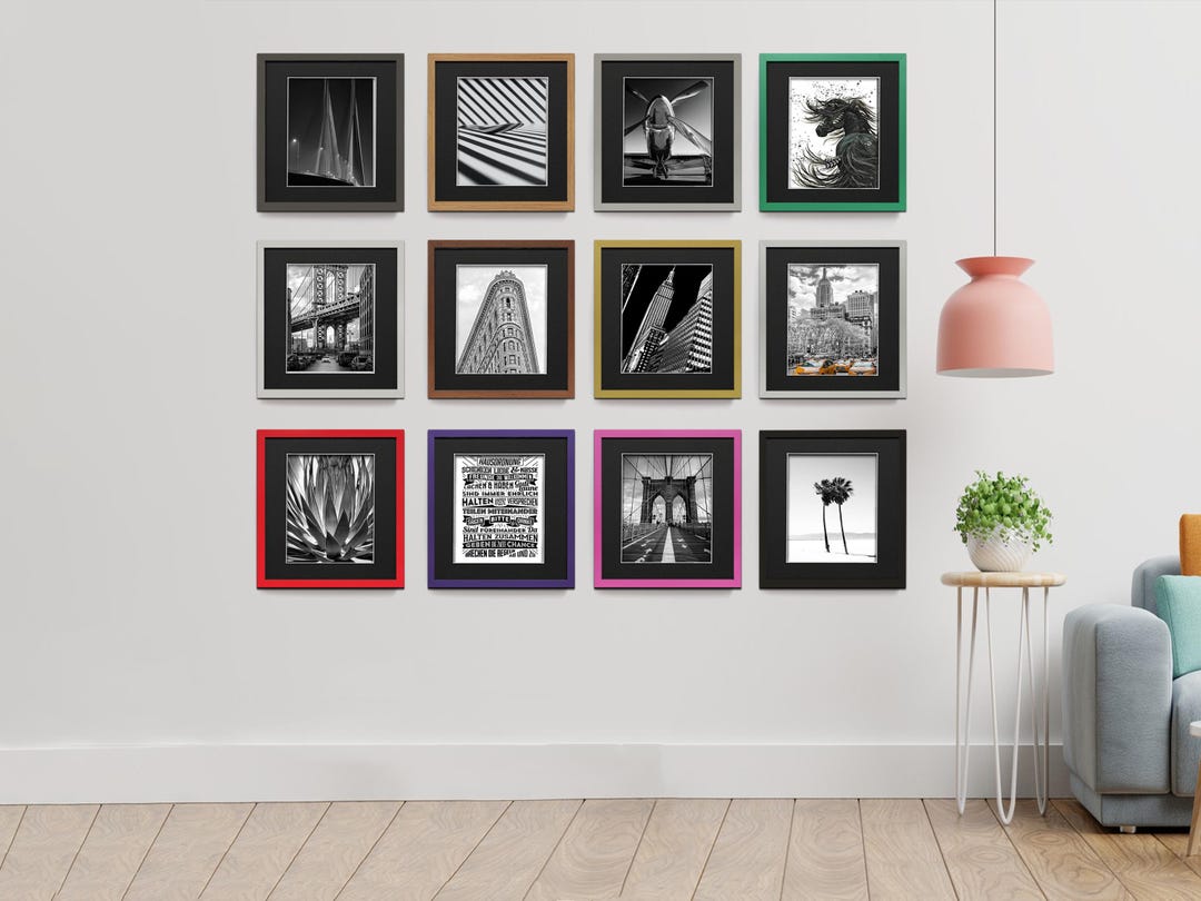 Square Photo Frame With Black Mount, Slim Modern Picture Frames, Home ...