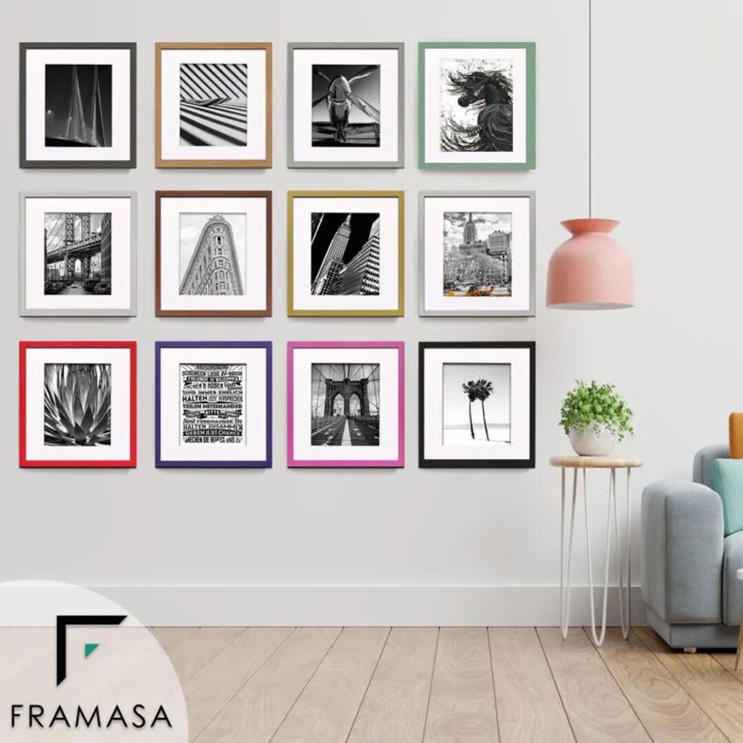 Black Thin Matt Square Size Picture Handmade Photo Frame With White ...