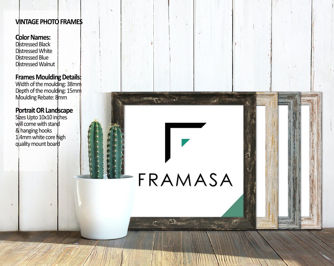 Rustic Vintage Square Sizes Photo Frame Custom Picture Frames ...