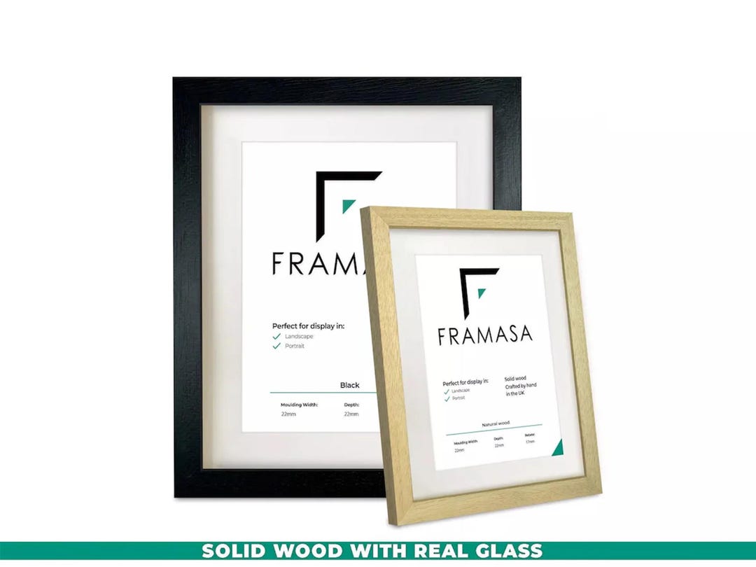 Solid Wood A3 Size Picture Frames | Real Glass Poster Frames | Wall Art ...