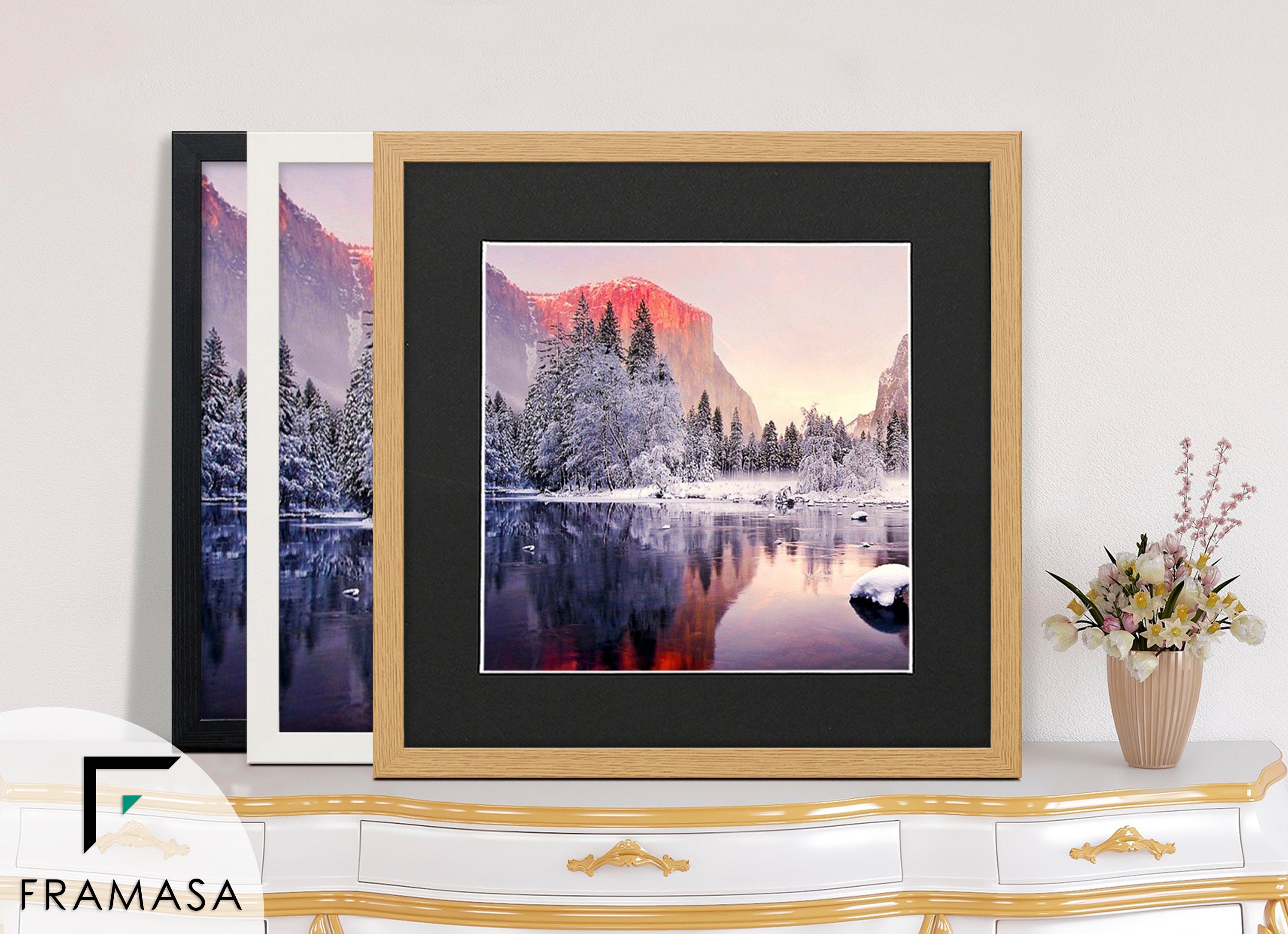 Handmade 4x4 Hanging Photo Frames Oak Black White Frame | Etsy