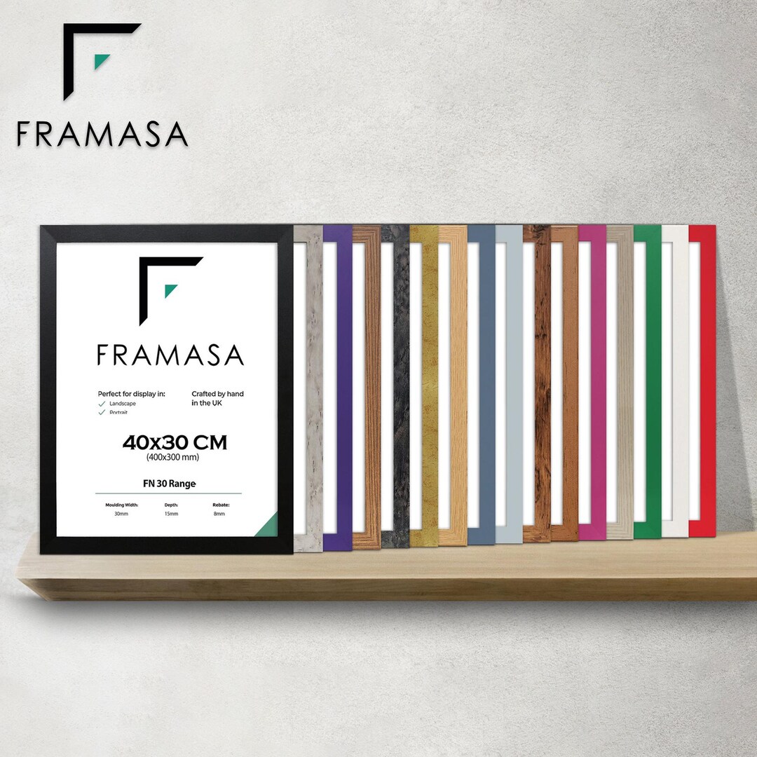 40x30cm Size Picture Frame / Flat Profile Handmadewooden Effect Photo ...