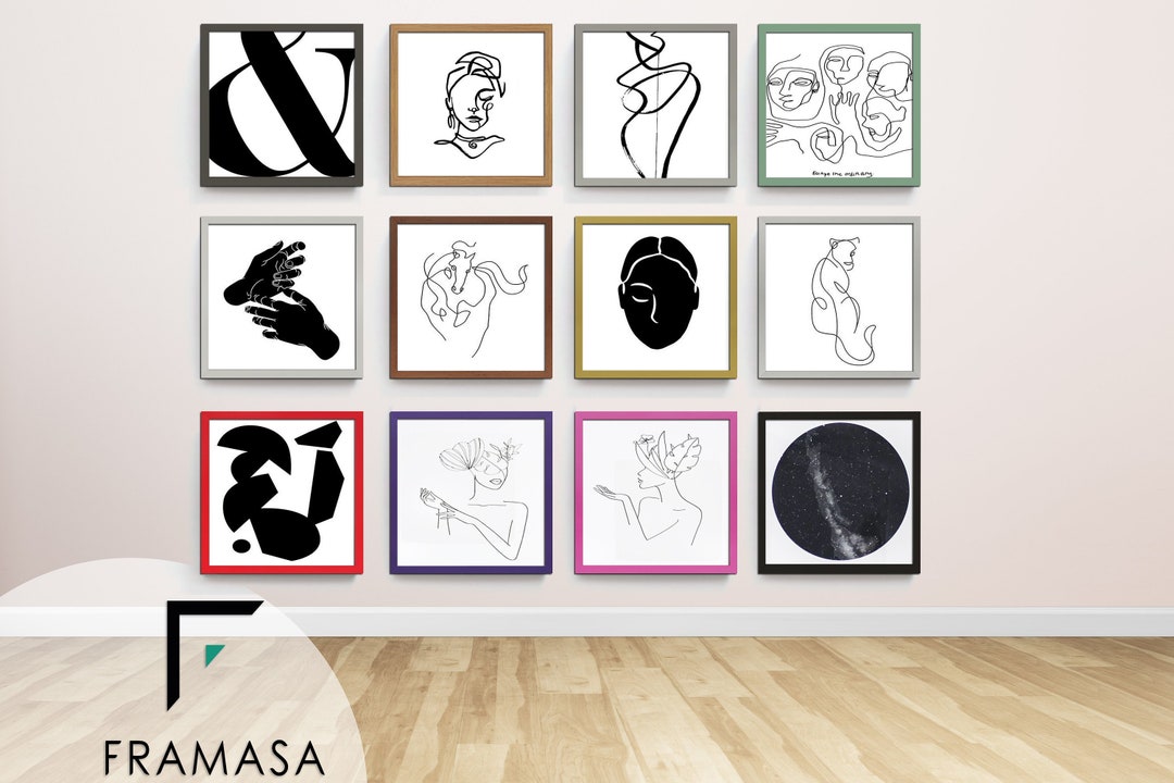 Black Thin Matt Picture Frame / Square Size Photo Frames / Handmade ...