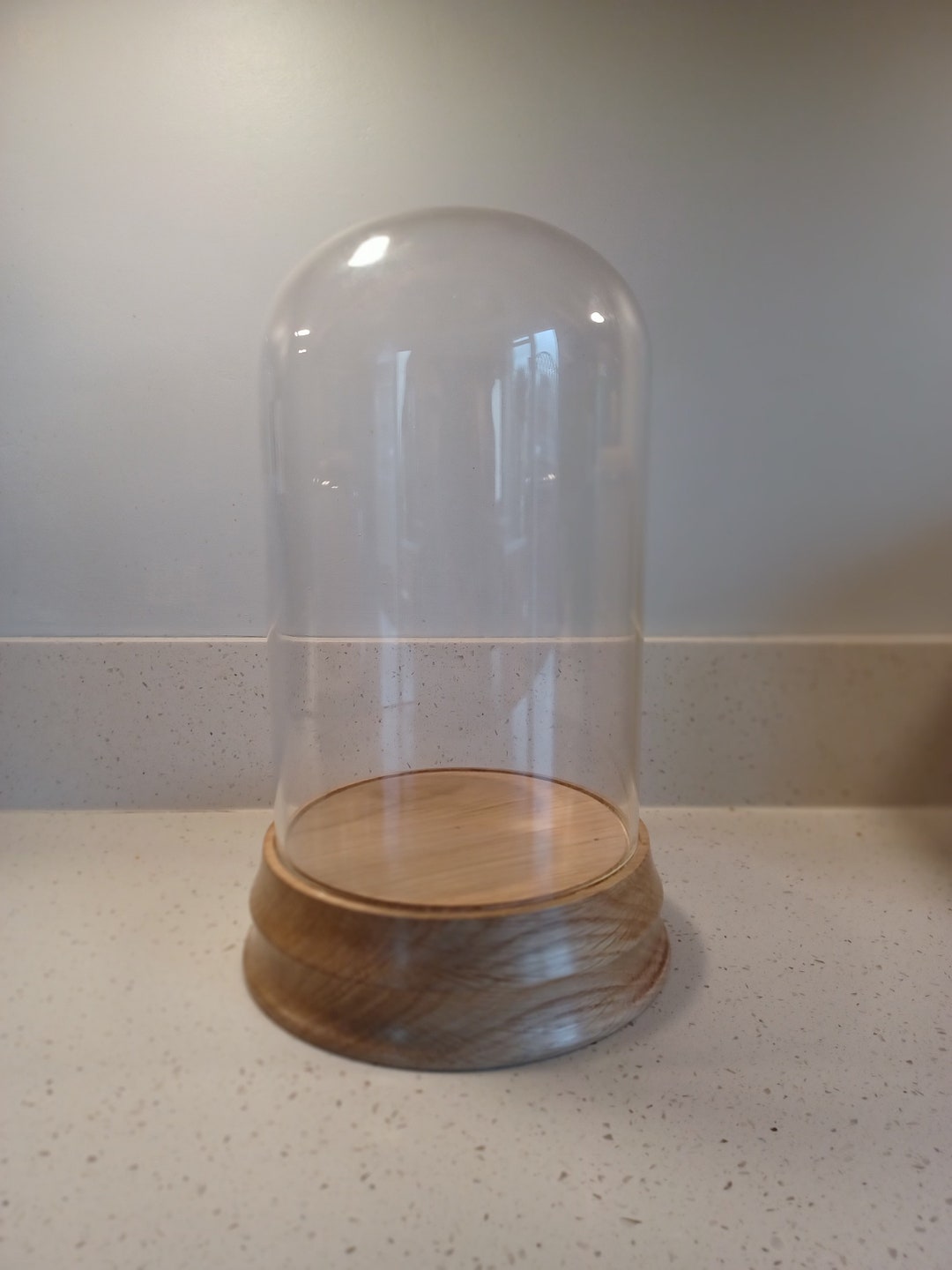 Large Glass Dome. Base Hand Turned From Recycled Oak - Etsy