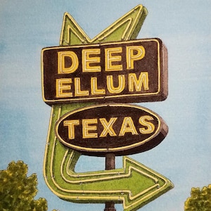 Deep Ellum, Texas. 5" X 7". Dallas Texas. Watercolor Painting. Art ...