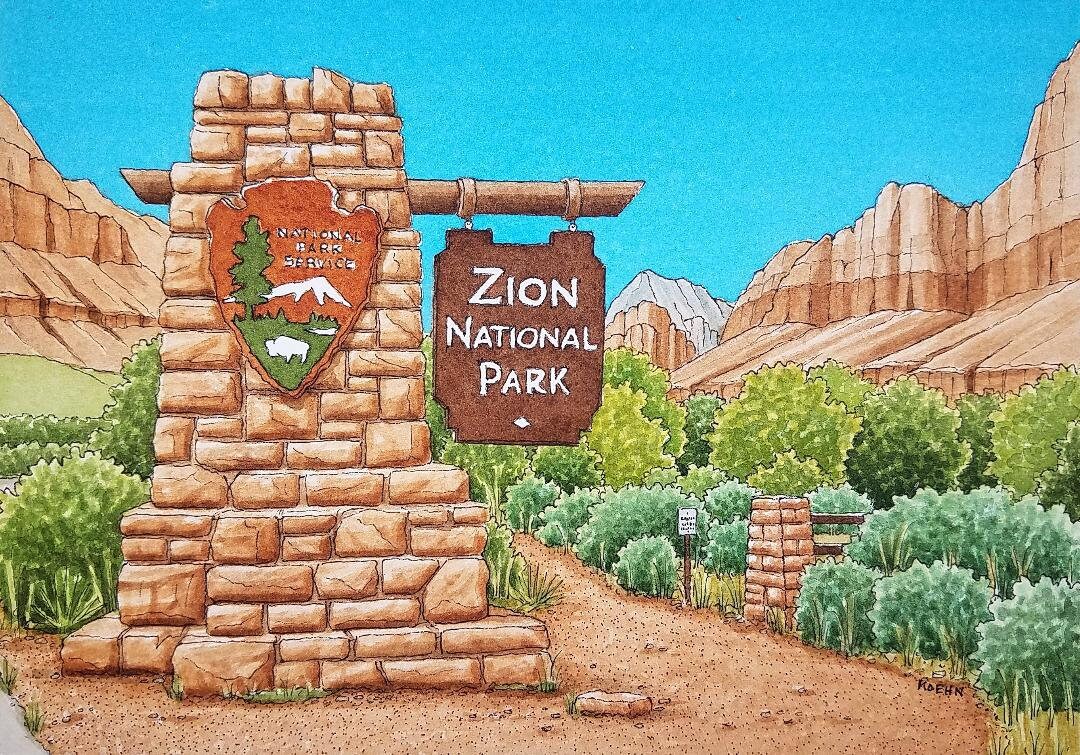 Zion National Park. 8" X 10". Utah. Watercolor Painting. Art Print. Jim ...