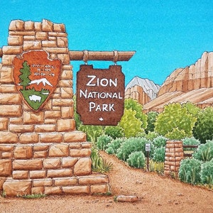 Zion National Park. 8" X 10". Utah. Watercolor Painting. Art Print. Jim ...