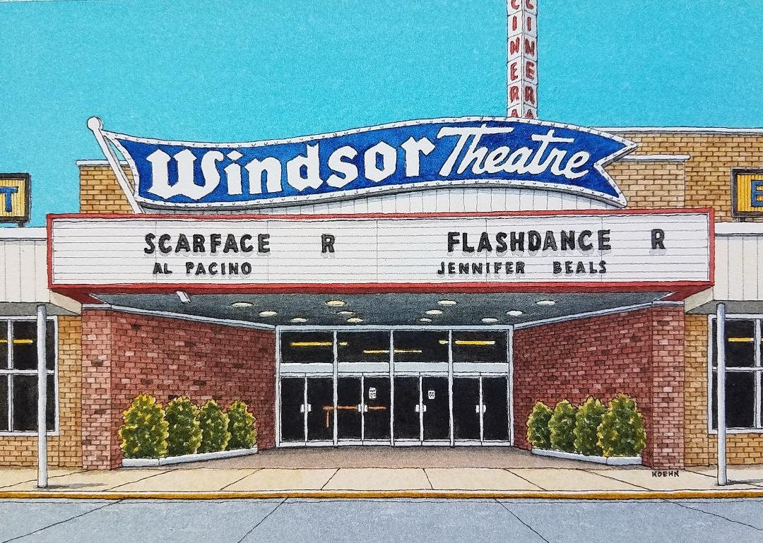 Windsor Theatre. 8.5" X 11". Houston Texas. Watercolor Painting. Art ...