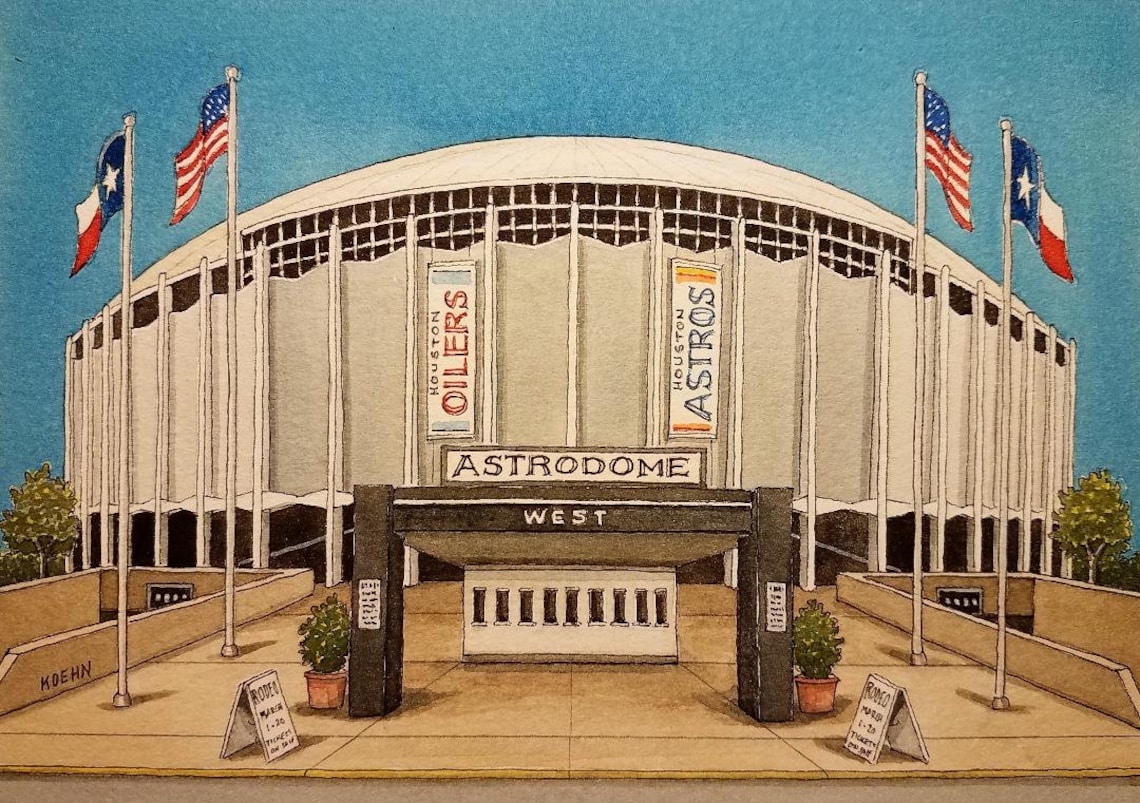 Astrodome. 8.5" X 11". Houston Texas. Watercolor Painting. Print ...