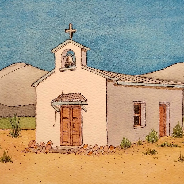 Texas Mission Painting - Etsy