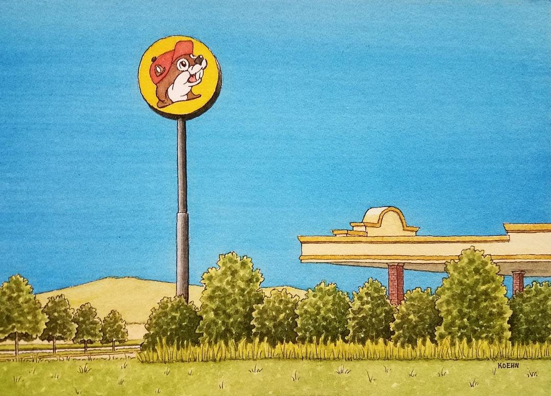 Buc-ee's. 5" X 7". Texas. Watercolor Painting. Art Print. Roadtrippin ...