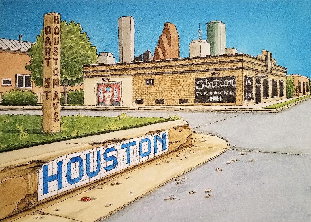 Houston Avenue. 5" X 7". Houston Texas. Watercolor Painting. Art Print ...
