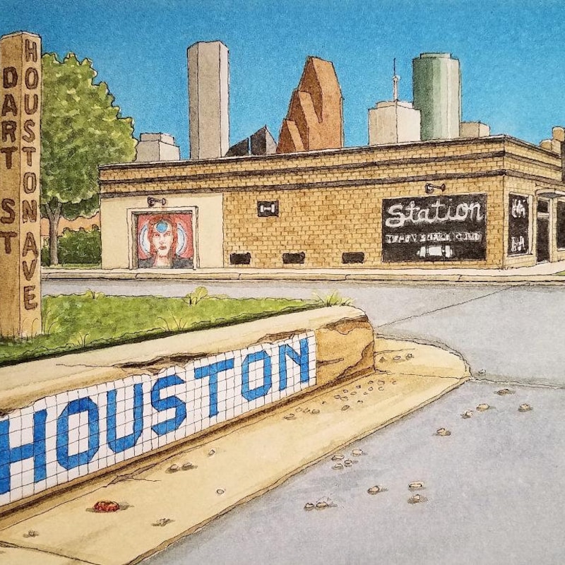 Houston Skyline Painting - Etsy