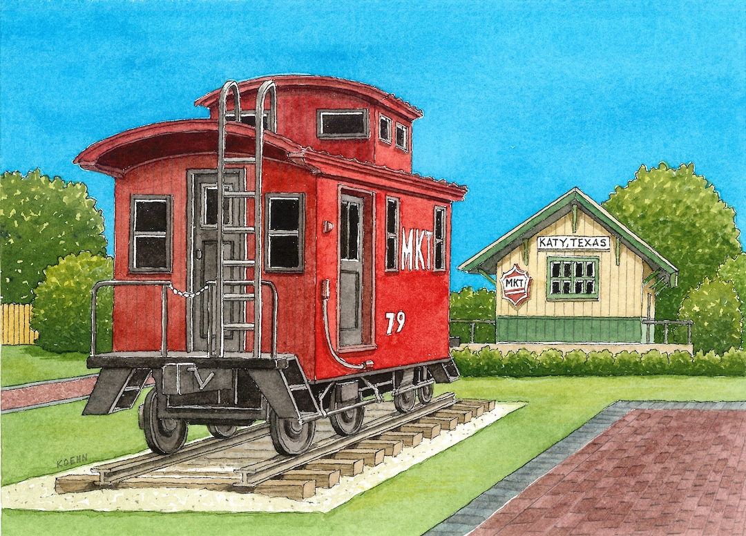 MKT Train Depot. 8.5" X 11". Katy, Texas. Watercolor Painting. Art ...