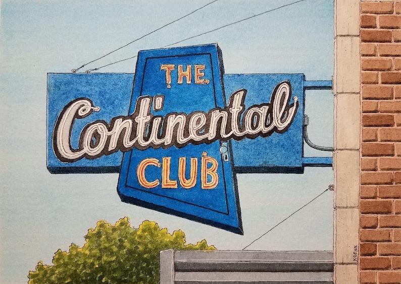 Continental Club. 5 X 7. Houston Texas. Watercolor - Etsy