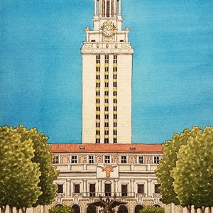 Baylor University. 5" X 7". Waco, Texas. Watercolor Painting. Art Print ...